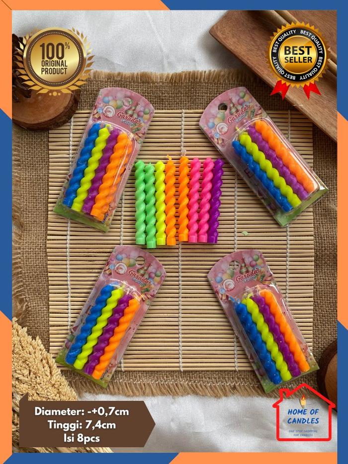 Jual (New) Lilin Spiral Ulang Tahun Curly / Lilin Ulir Warna Warni ...