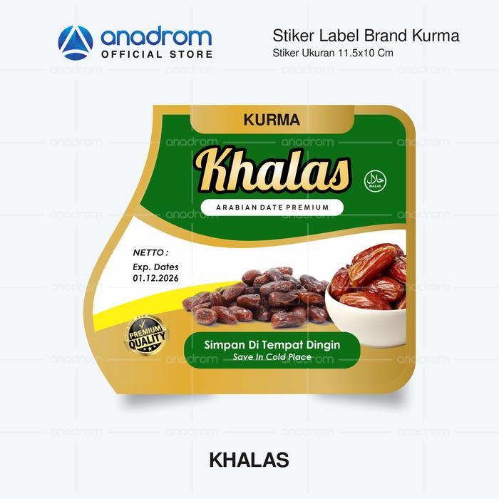 Jual Stiker Label Brand Kurma Aesthetic I Size 11.5x10 Cm I Anadrom ...