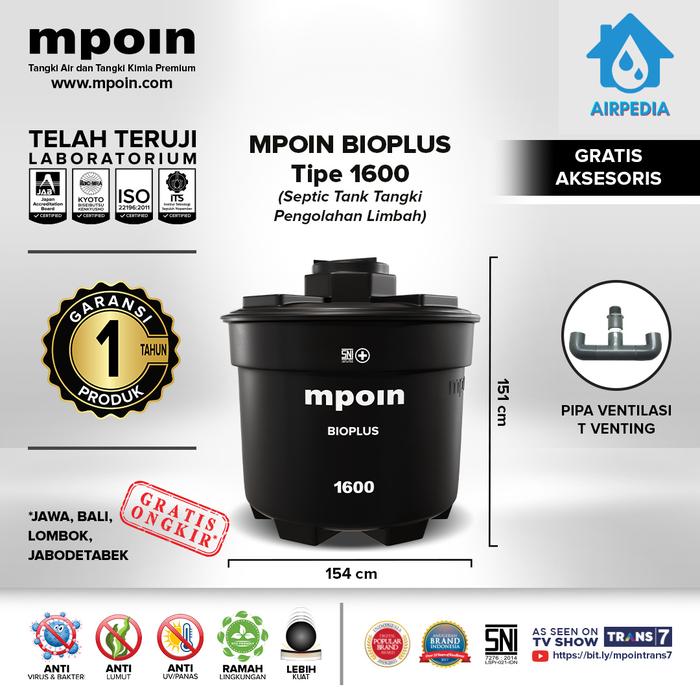 Jual SEPTIC TANK MPOIN BIOPLUS 1600 - TOREN / TANGKI PENGOLAHAN LIMBAH ...