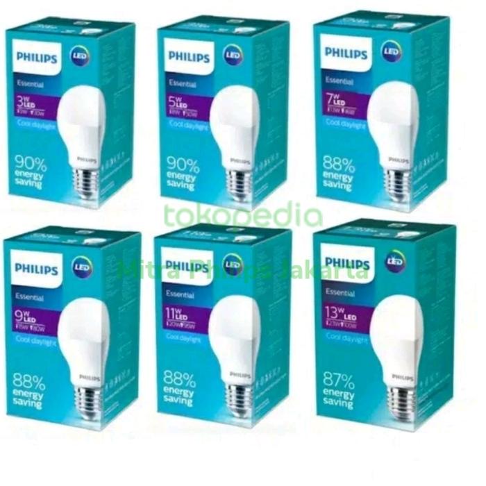 Jual Lampu Philips Led Essential Bulb 3w 5w 7w 9w 11w 13w e27 Putih ...
