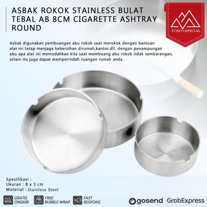 Jual Asbak Rokok Stainless Bulat Tebal AB 8cm Cigarette Ashtray Round ...