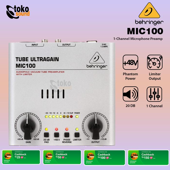 Jual Behringer MIC100 Audiophile Vacuum Tube Preamplifier with Limiter - Jakarta Barat ...