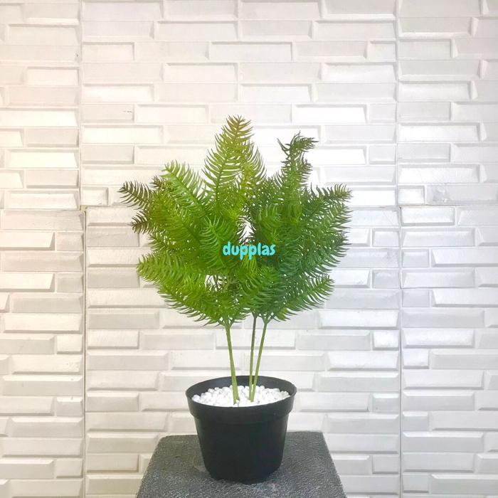 Jual Tanaman Artificial Daun Pinus Cemara Tangkai X4 Latex Pot Dasar ...