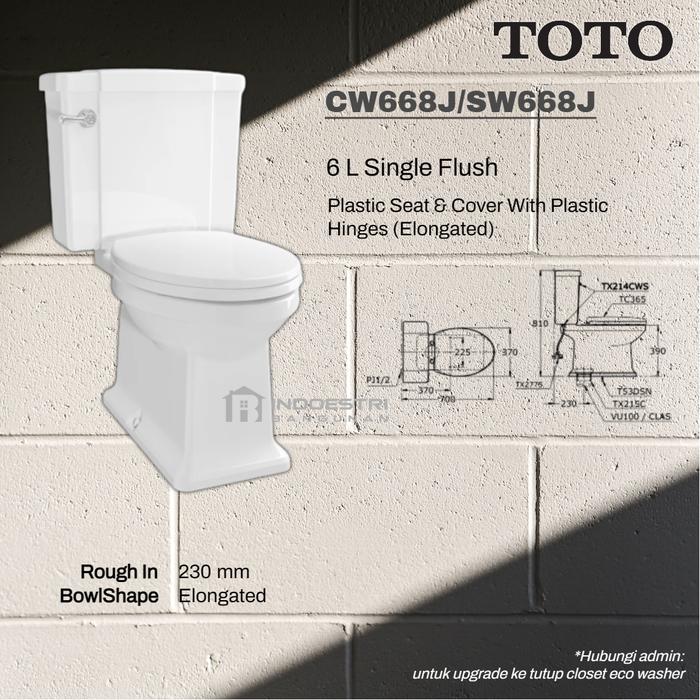 Jual Closet Duduk TOTO CW668J / SW668J + TC365 (230mm) - Kab. Bogor ...
