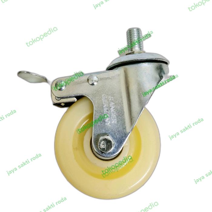 Jual roda srew nilon 3 inch drat 5/8 ranger germnay (putar+rem ...