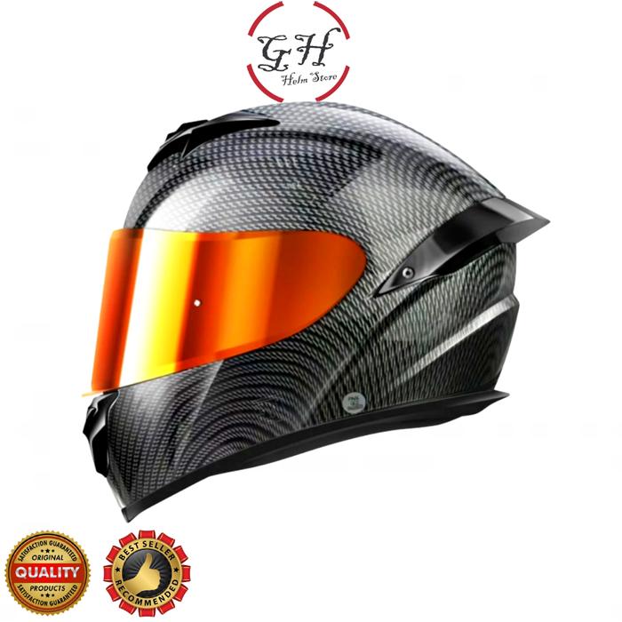 Jual Helm snail ffs1 carbon glossy / helm full face original - Merah, M ...