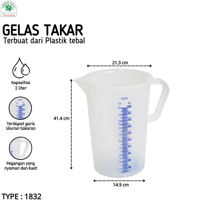 Jual GELAS UKUR TAKAR TAKARAN PLASTIK 2 L 2000ML GREEN LEAF SCARLETT 1832 - Kota Tangerang ...