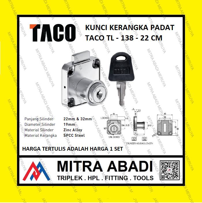 Jual Kunci Laci Lemari Kerangka Padat 22 mm TACO LOCK TL - 138 - 22 mm ...