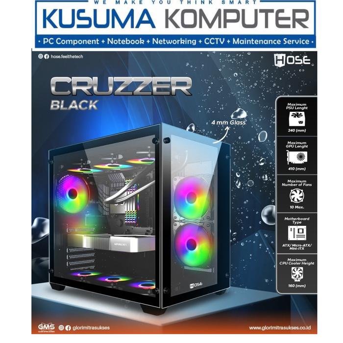 Jual Casing HOSE Cruzzer Black Tempered Glass Gaming Case - Kab. Sleman ...