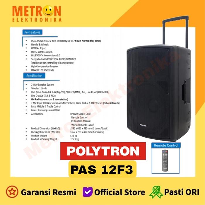 Promo POLYTRON PASPRO 12F3 - SPEAKER TROLI 12 INCH BATTERY + BLUTOOTH ...