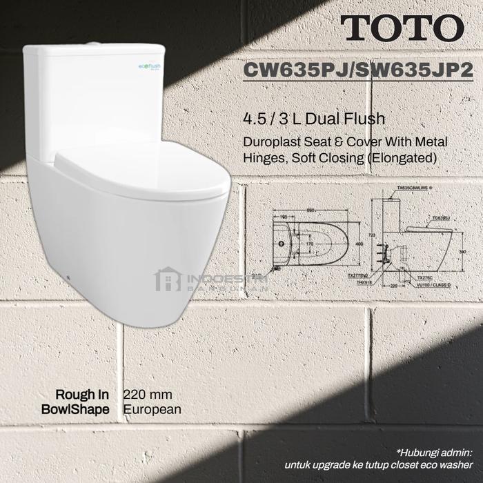 Jual Closet Duduk TOTO CW635PJ / SW635JP2 + TC365SJ Soft Closing (220mm ...