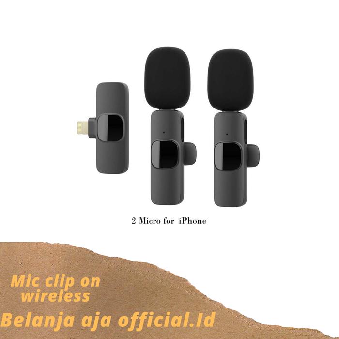 Jual mic lavalier wireless microphone clip on hp vlog youtuber portable ...