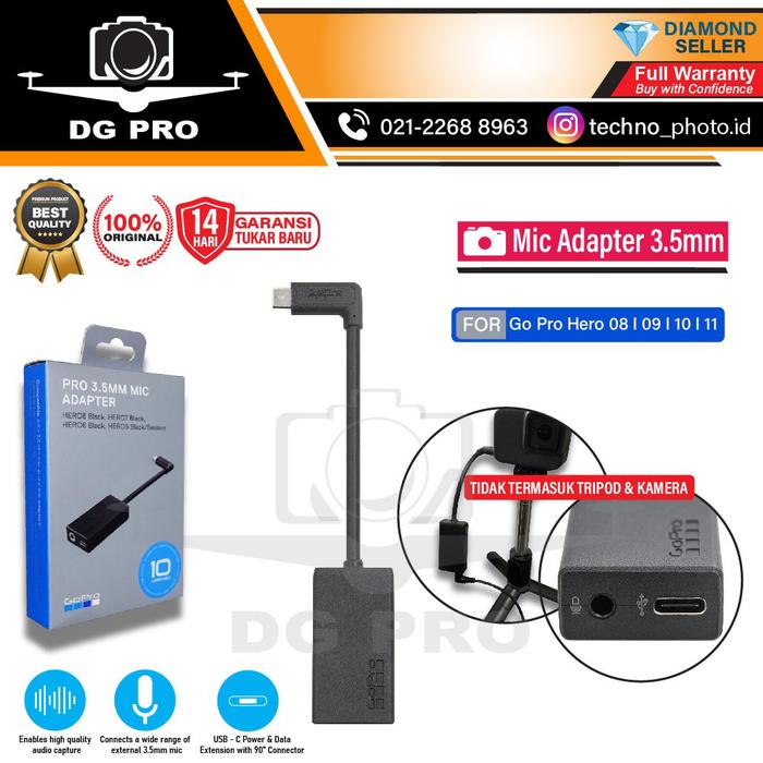 Jual GoPro Pro 3.5mm Mic Adapter Hero 9 Hero 10 Hero 11 Hero 12 ...