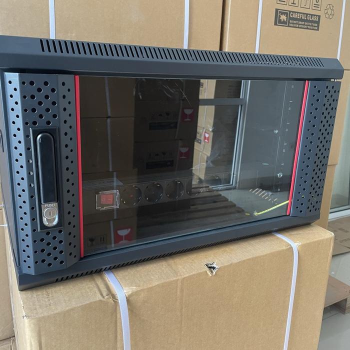 Jual wallmount rack 6u + 2 unit tatakan rack server 1u / flat shelf 1u ...