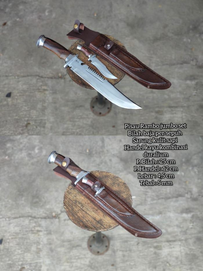 Jual Pisau Bushcraft Survival Hunting Berburu Rambo Outdoor Knife 1 set ...