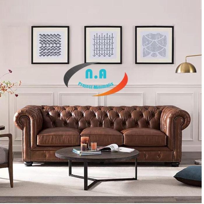 Jual sofa chester 3 seater,sofa klasik,sofa kulit,sofa chester ruang ...