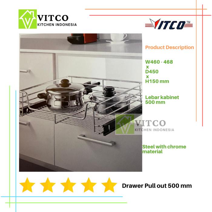 Jual Drawer Pull Out 500 mm VITCO / Rak Panci Teko dapur Serbaguna ...