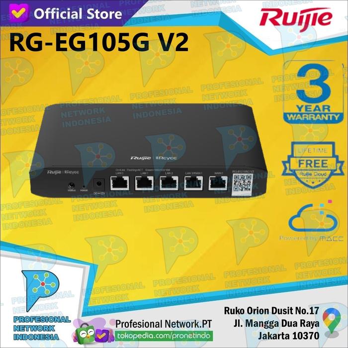 Promo RG-EG105G V2 RUIJIE REYEE 5 GIGABIT PORTS CLOUD MANAGED ROUTER GATEWAY Cicil 0% 3x ...