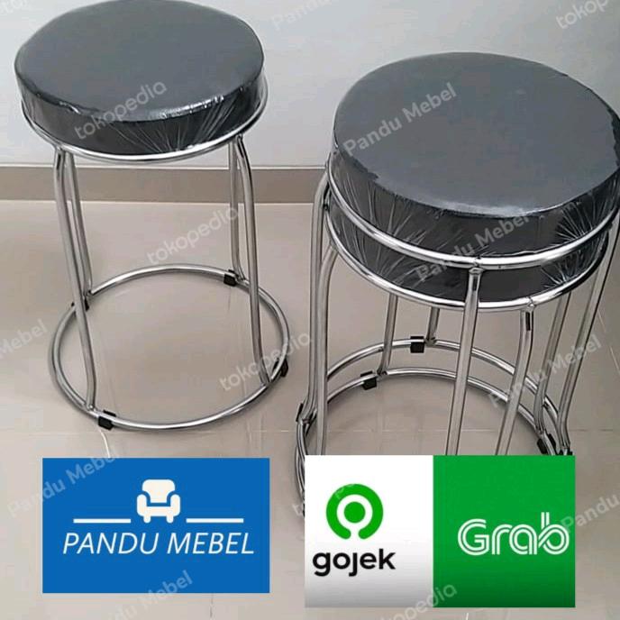 Jual Bangku Bulat Besi Kursi Tunggu Ruang Tamu Kafe Busa Hitam ...