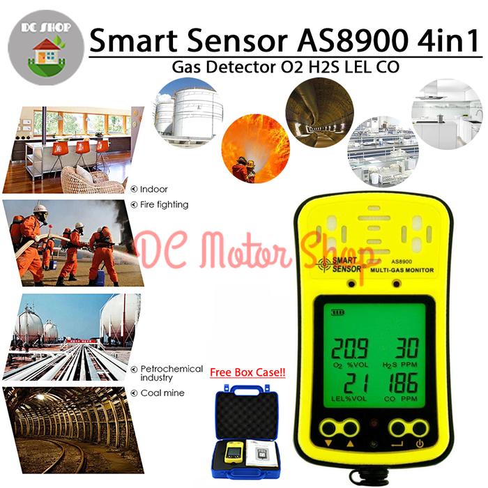 Jual Gas Monitor Smart Sensor 4 in 1 AS8900 O2 CO H2S LEL Detector ...