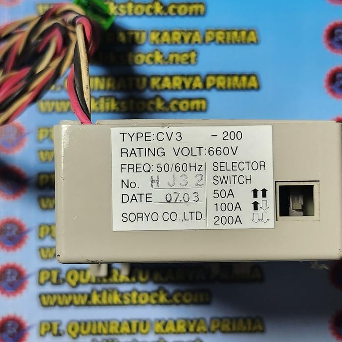 Jual Current transformer (CT) Cv3 200A 660volt 50/60Hz SORYO CO.LTD ...