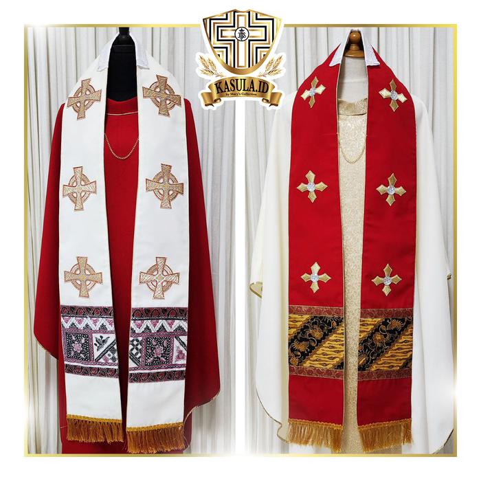 Jual Stola 2 Warna Putih Merah Batik Jubah Romo Katolik 41 - Kab ...