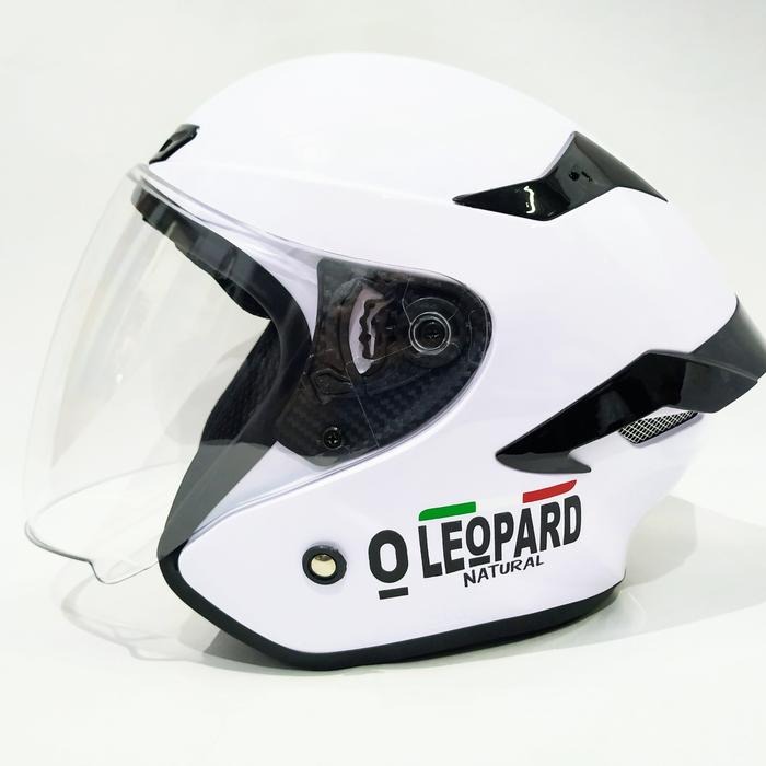 Jual HELM ARL TT COURSE MOTIF LEOPARD PUTIH SINGLE VISOR HALF FACE SNI ...