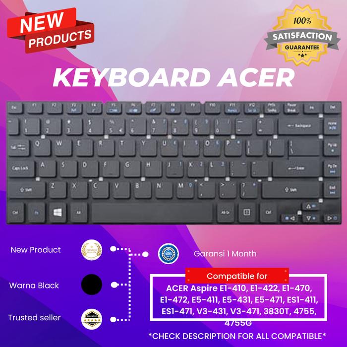 Jual Keyboard Laptop Notebook ACER Aspire E5-411 E5-431 E5-471 ES1-411 ...
