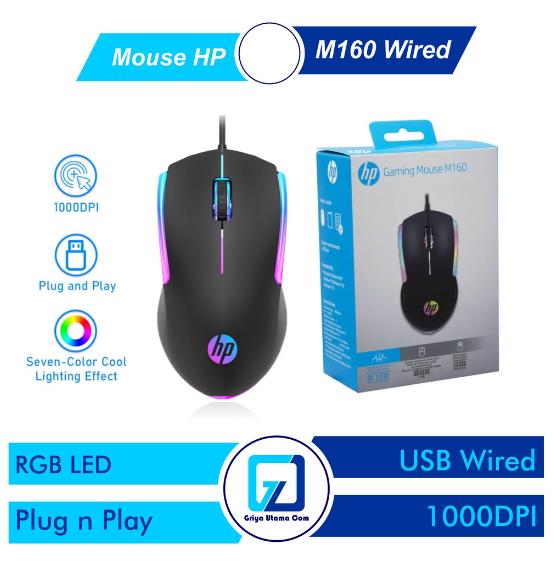 Jual Mouse Gaming HP M160 1000DPI RGB USB Wired ORIGINAL Merk HP - Kota Malang - Utama Original ...