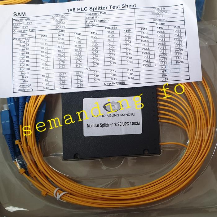 Jual Passive splitter / pasif spliter 1-8 modular SC merk SAM fiber ...