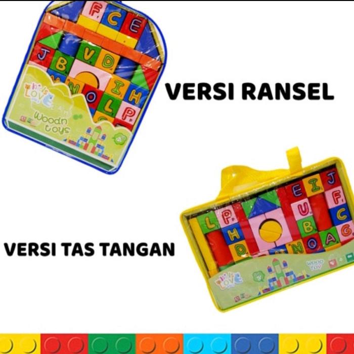 Jual Mainan Edukasi Balok Kayu Susun Huruf Angka / Wooden Block Puzzle ...