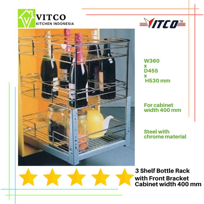 Jual VITCO 3 Shelf Bottle Kitchen Rack 400 mm / Rak Piring Botol 3 ...