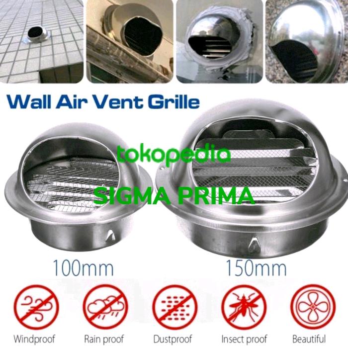 Jual penutup cerobong asap 4 in stainless / tutup cooker hood dinding 4 ...