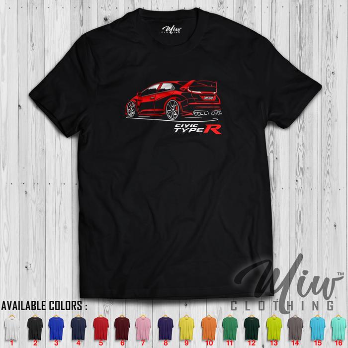 Jual Kaos Honda Civic Type R MUGEN Outlined - Colorized - Black - RED ...