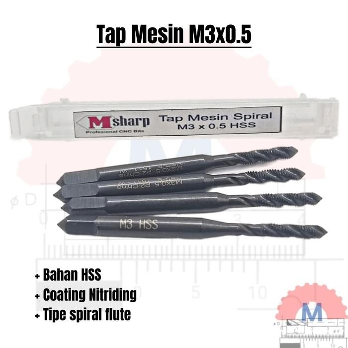 Promo Spiral Tap Machine M3 x P0.5 HSS Tap Mesin Spiral 3x0.5 - Jakarta Selatan - Machining ...
