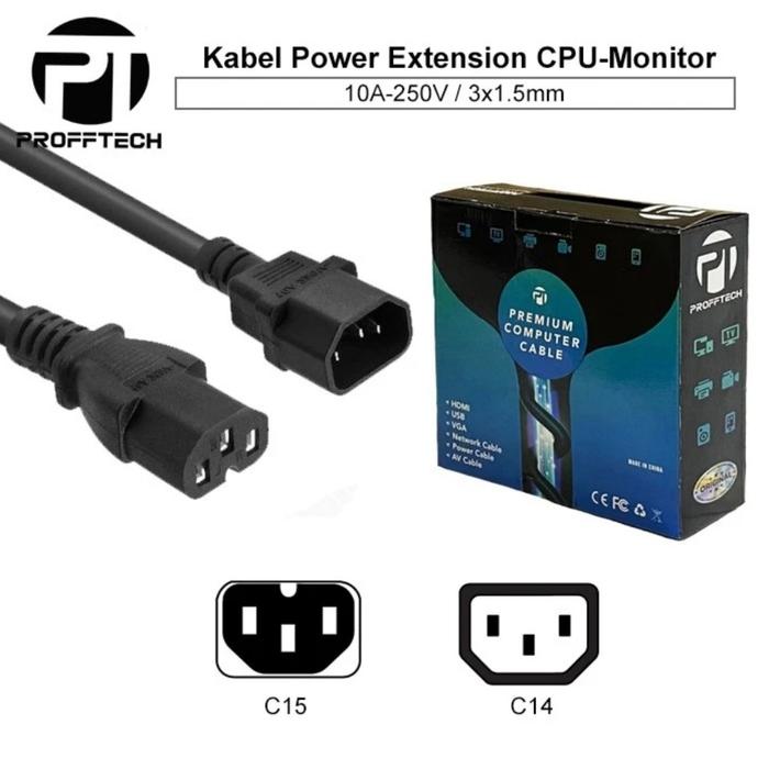 Jual KABEL POWER EXTENSION CPU-MONITOR C13-C14 2 METER PROFFTECH - Kota Bekasi - CAHAYA Com ...