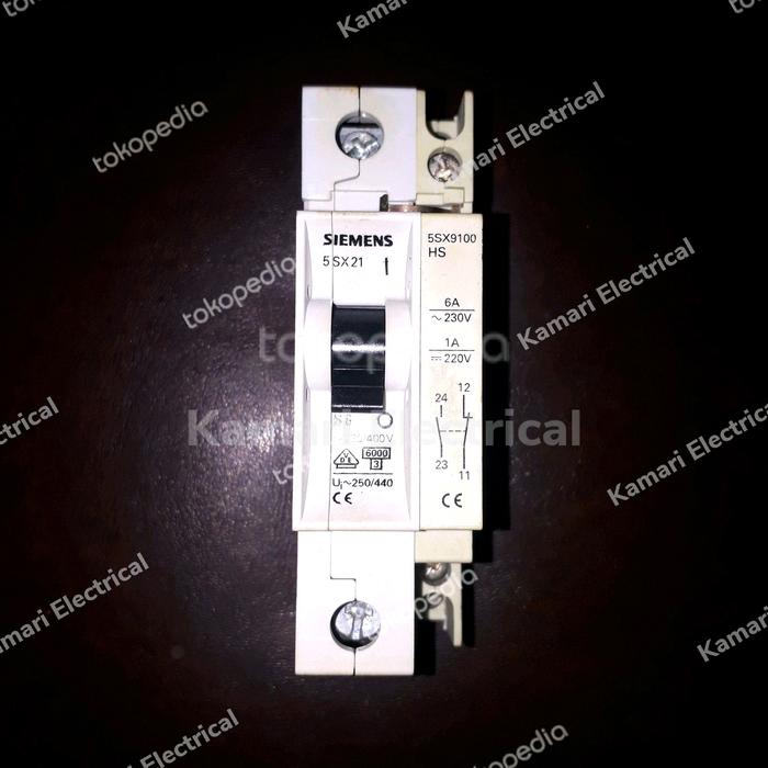 Jual MCB Siemens 5SX21 1Phase B6 6A 6kA + Auxliary 5SX9100 Original ...