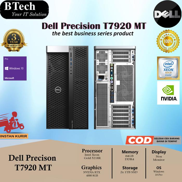 Jual PC Dell Precision T7920 MT Xeon Gold 5218R 64GB 2x 1TB SSD W10P ...