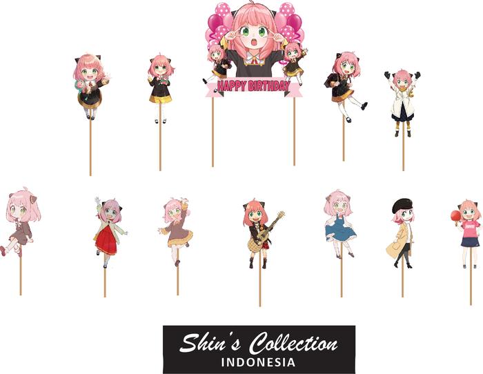 Jual Cake topper Anya Forger Solo Spy X Family set isi 12 pc - Kab ...