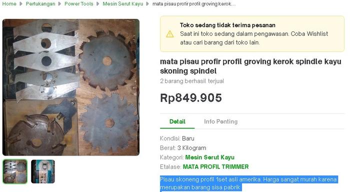 Jual mata pisau profir profil groving kerok spindle skoning spindel ...
