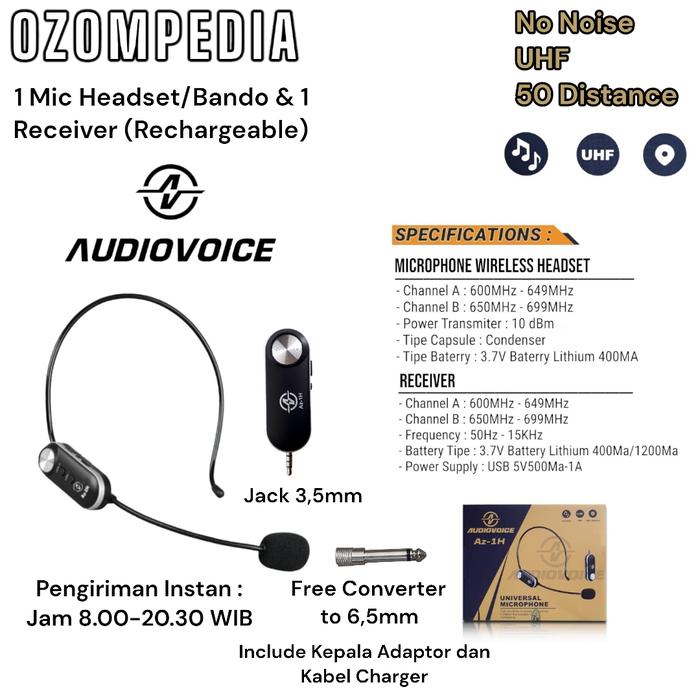Jual Mic Headset/Bando Mic Wireless Universal Microphone Audiovoice UHF ...