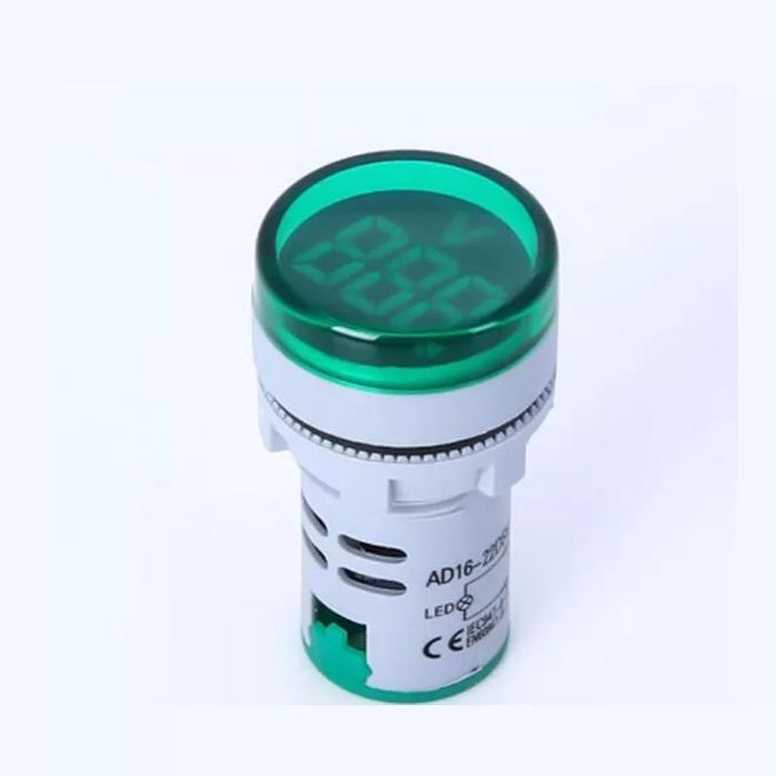Jual Pilot Lamp LED Volt Meter Digital Voltmeter 22mm 220 VAC Bulat ...