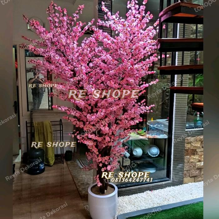 Jual pohon sakura imlek besar T. 3m bunga plastik pohon hias plastik ...