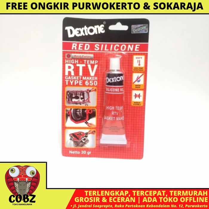 Jual 30 ML / DEXTONE RED SILICONE High Temp RTV Lem Kaca Sealant Tube ...
