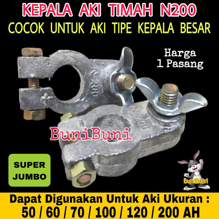 Jual Kepala Aki Besar Mobil Bahan Timah Ukuran SUPER JUMBO N200 ...