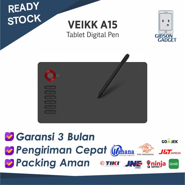 Jual VEIKK A15 Tablet 10x6 inch Drawing Pad with 12 Shortcut Keys 8192 ...