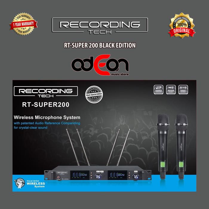 Jual Recording Tech RT-SUPER200 Black Wireless Microphone 200 Frequency ...