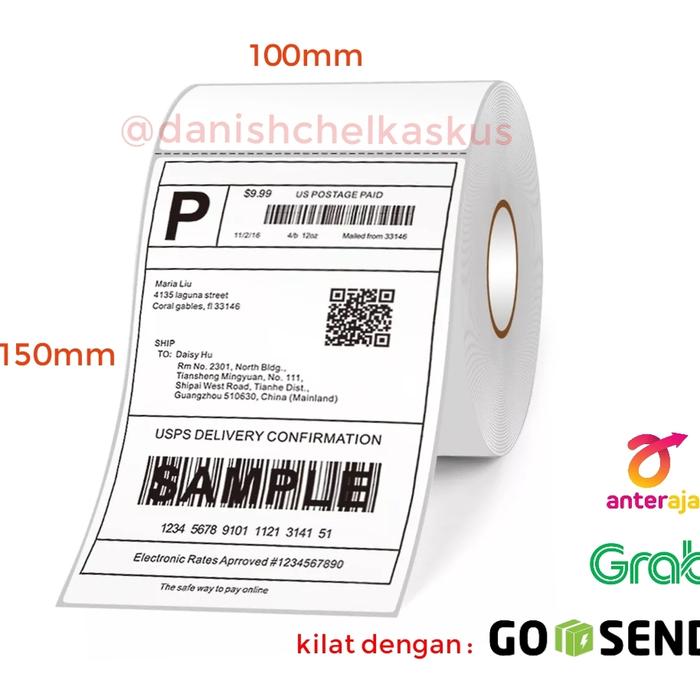 Jual KERTAS LABEL PRINT RESI ADHESIVE STICKER 100X150 NON THERMAL ...