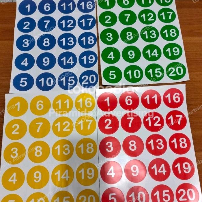Jual stiker bulat nomor huruf angka 1 - 20 diam5cm - Kota Surabaya ...