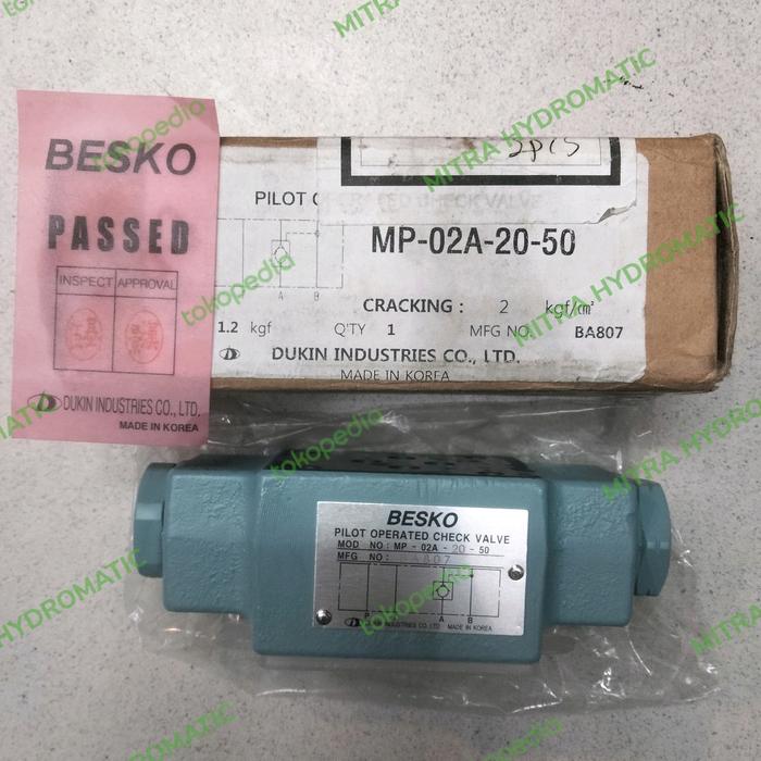 Jual BESKO MP-02A-20-50 PILOT OPERATED CHECK VALVE HYDRAULIC DUKIN ...